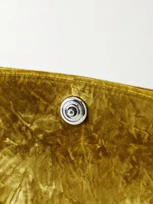 LIFFNER Pushlock Leather-trimmed Velvet Clutch - Yellow