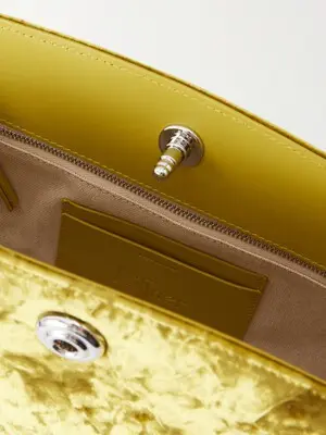 LIFFNER Pushlock Leather-trimmed Velvet Clutch - Yellow
