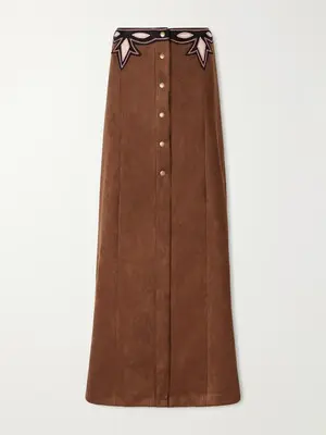 Anna Sui Appliquéd Textured Maxi Skirt
