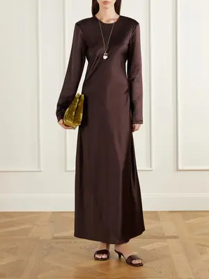 HEIRLOME Mercedes Silk-satin Maxi Dress - Brown