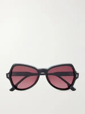 JACQUES MARIE MAGE Candy Butterfly-frame Tortoiseshell Acetate Sunglasses - Black