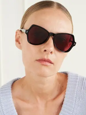JACQUES MARIE MAGE Candy Butterfly-frame Tortoiseshell Acetate Sunglasses - Black