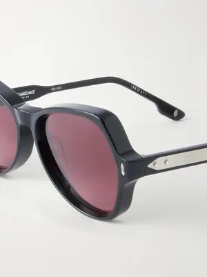 JACQUES MARIE MAGE Candy Butterfly-frame Tortoiseshell Acetate Sunglasses - Black