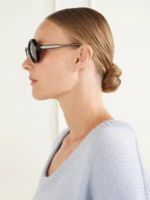 JACQUES MARIE MAGE Candy Butterfly-frame Tortoiseshell Acetate Sunglasses - Black