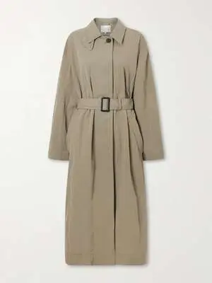 STUDIO NICHOLSON Campion Belted Crinkled-shell Trench Coat
