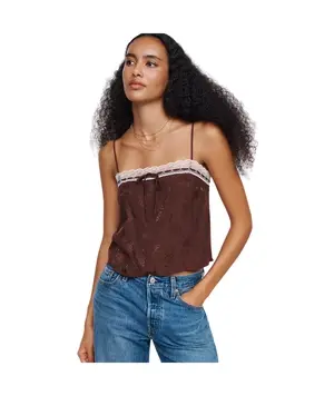 WAYF Lace-trim Cami - Chocolate