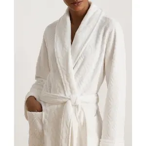 Ralph Lauren Aran-clipped Shawl-collar Long Robe - White