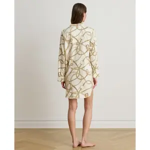 Ralph Lauren Belting-print Sateen Sleep Shirt