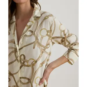 Ralph Lauren Belting-print Sateen Sleep Shirt