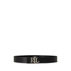 Ralph Lauren Logo Reversible Croc-embossed Wide Belt - Black