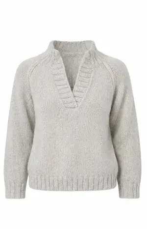 GUNDA HAFNER LTD Handmade Natural Alpaca Wool Cotton Polo Neck Jumper