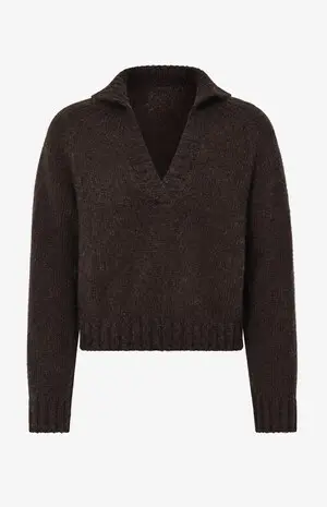 GUNDA HAFNER LTD Handmade Natural Alpaca Wool Cotton Polo Neck Jumper