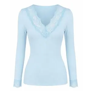 LUELLA FASHION Lace V-neck Base Layer Pale