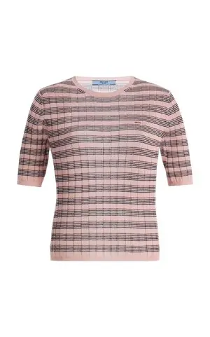 Prada Striped Cashmere Silk Top - Pink