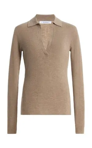 Max Mara Cashmere Rib-knit Polo Sweater