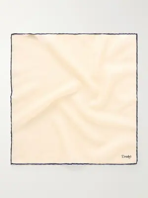 DRAKE'S Logo-print Silk And Wool-blend Gauze Pocket Square