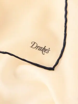 DRAKE'S Logo-print Silk And Wool-blend Gauze Pocket Square