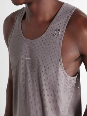 Satisfy Embellished Logo-appliquéd Space-o™ Mesh Tank Top - Brown