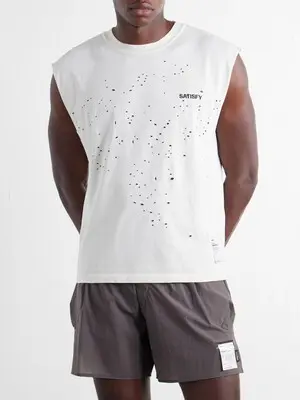 Satisfy Distressed Logo-print Mothtech™ Organic Cotton-jersey Tank Top