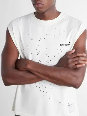 Satisfy Distressed Logo-print Mothtech™ Organic Cotton-jersey Tank Top