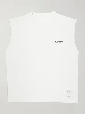 Satisfy Satisfy - Distressed Logo-Print MothTech™ Organic Cotton-Jersey Tank Top - Men - Neutrals - XS Neutrals