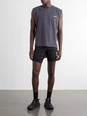 Satisfy Distressed Logo-print Mothtech™ Organic Cotton-jersey Tank Top