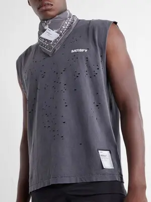 Satisfy Distressed Logo-print Mothtech™ Organic Cotton-jersey Tank Top