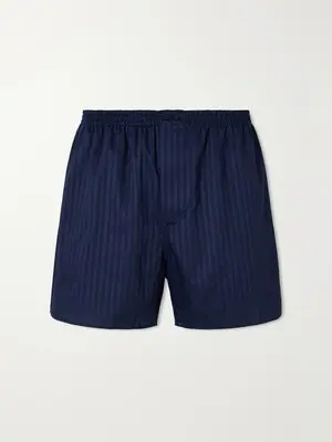 Zimmerli Striped Cotton Boxer Shorts - Blue