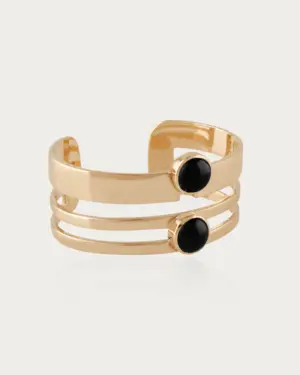 SOPHIE BLAKE Alice Cuff Gold And Onyx - Silver