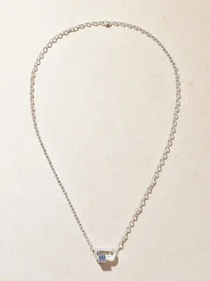 MARLA AARON Pulley And Chubby Babylock 14-karat White Gold Sapphire Necklace - Blue