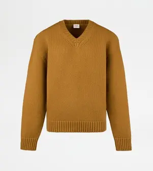 TOD'S Pullover In Wool With Patches In Leather - Brown