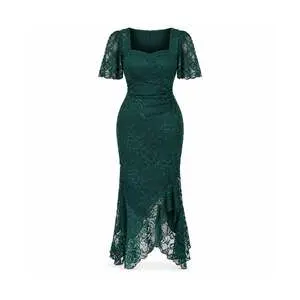 GIRL IN MIND Heidi Lace Ruched Midi Dress