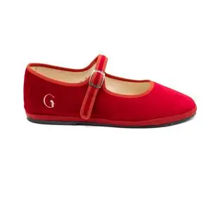 GONDOLINA SHOES Opera Mary Jane Ruby Velvet Made In Italy