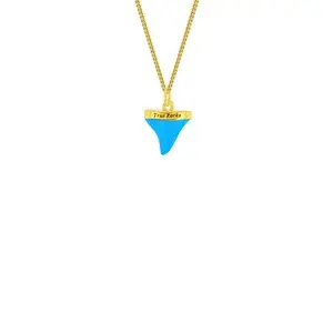 TRUE ROCKS Blue / Gold 18kt Gold Plated & Turquoise Mini Sharks Tooth Pendant
