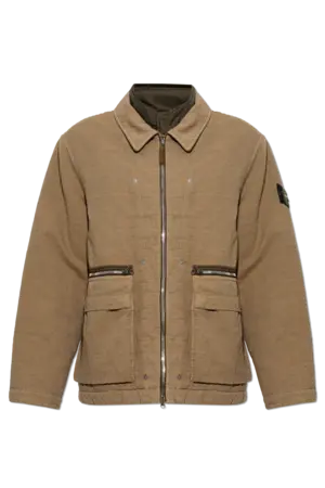 Stone Island Insulated Jacket With Logo Patch - Brown