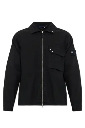 Stone Island Denim Jacket With Logo Patch - Black