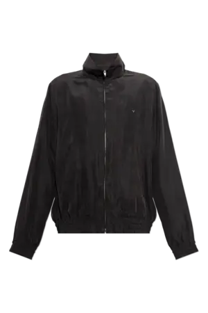Valentino Garavani Silk Jacket With A Stand-up Collar - Brown