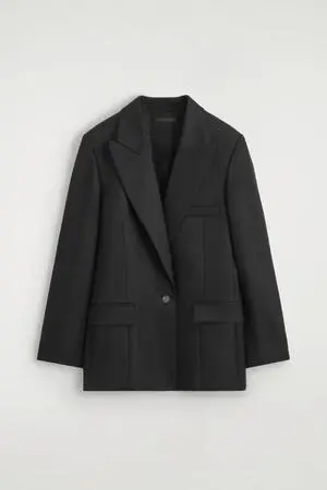 Cos Waisted Tailored Wool Blazer - Black