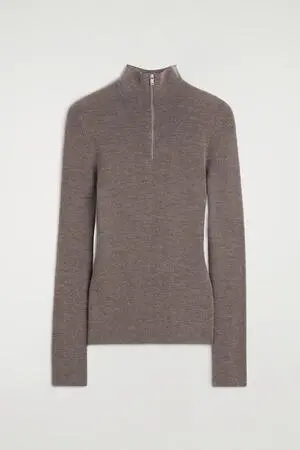 Cos Seamless Merino Wool Zip-up Top - Beige