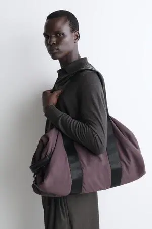 Cos Leather-detail Duffel Bag Nylon - Brown