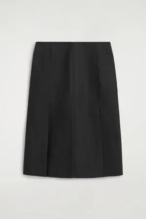 Cos Tailored Split-hem Wool Midi Skirt - Black