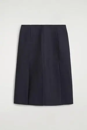 Cos Tailored Split-hem Wool Midi Skirt - Blue