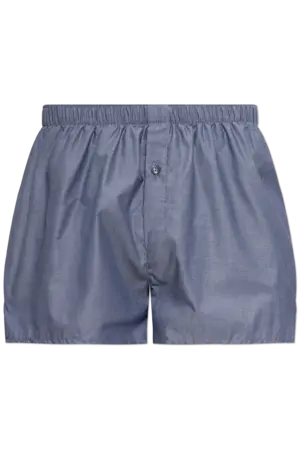 Hanro Cotton Boxers From The ‘fancy Woven’ Collection - Blue