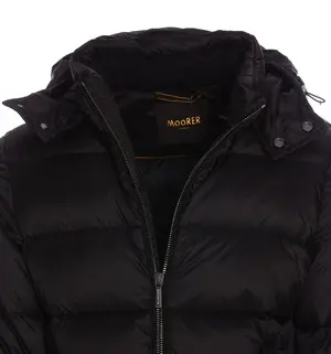 MOORER Brett-sh Hooded Zipped Down Jacket - Black