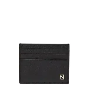 Fendi Ff Card Holder Full-grain Leather Card Holder - Black
