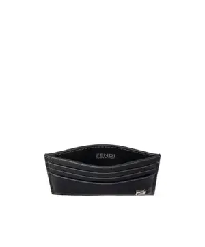 Fendi Ff Card Holder Full-grain Leather Card Holder