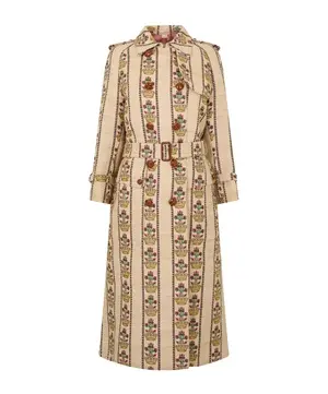 Gucci Fitted Trench Coat With Floralcorolla Design