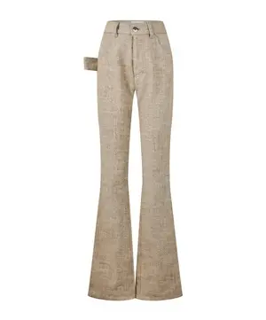 Bottega Veneta Linentextured Highwaisted Flare Pants