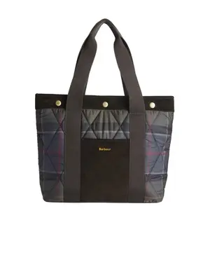Barbour Plaid Quilted Tote Bag