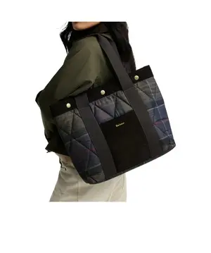 Barbour Plaid Quilted Tote Bag